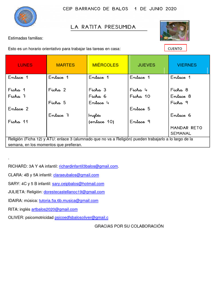 Actividades Infantiles: La Ratita Presumida | PDF