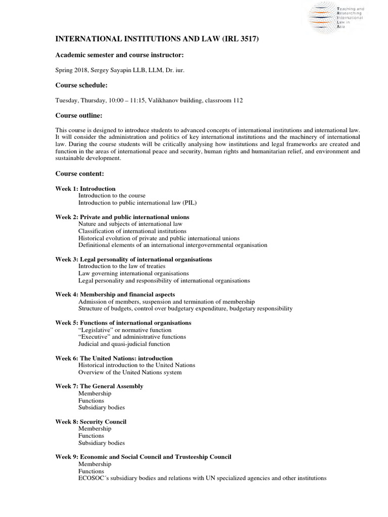 Sergey Sayapin International Institutions and Law | PDF | United ...