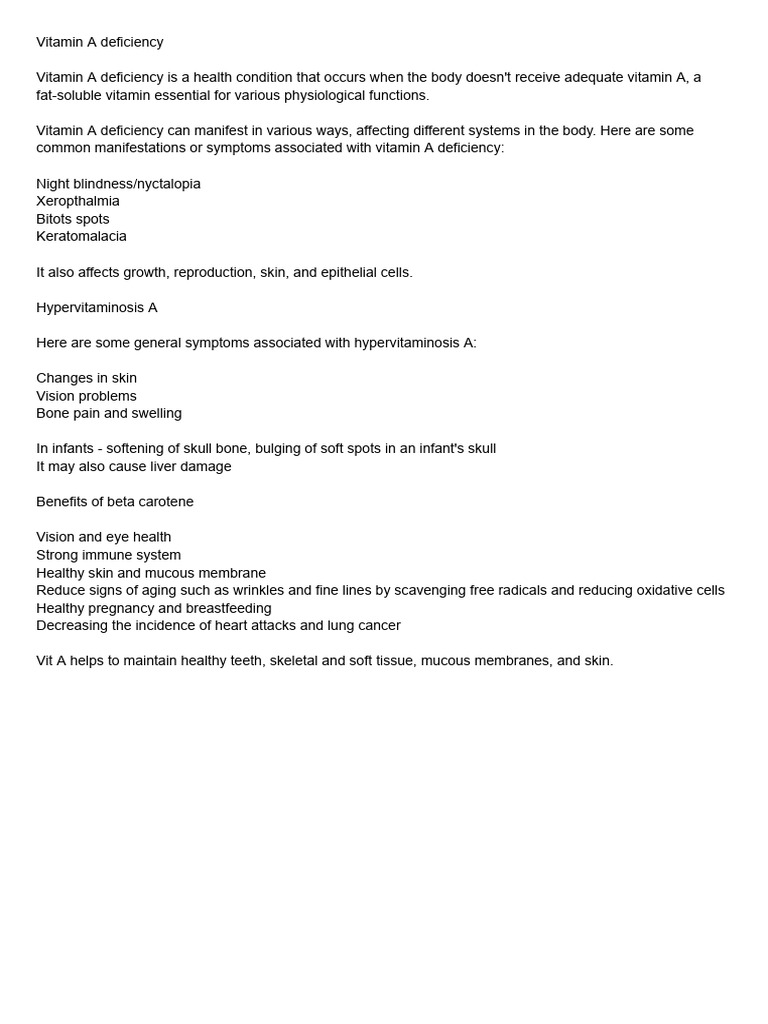 Understanding Vitamin A Deficiency Effects | PDF | Social Science ...