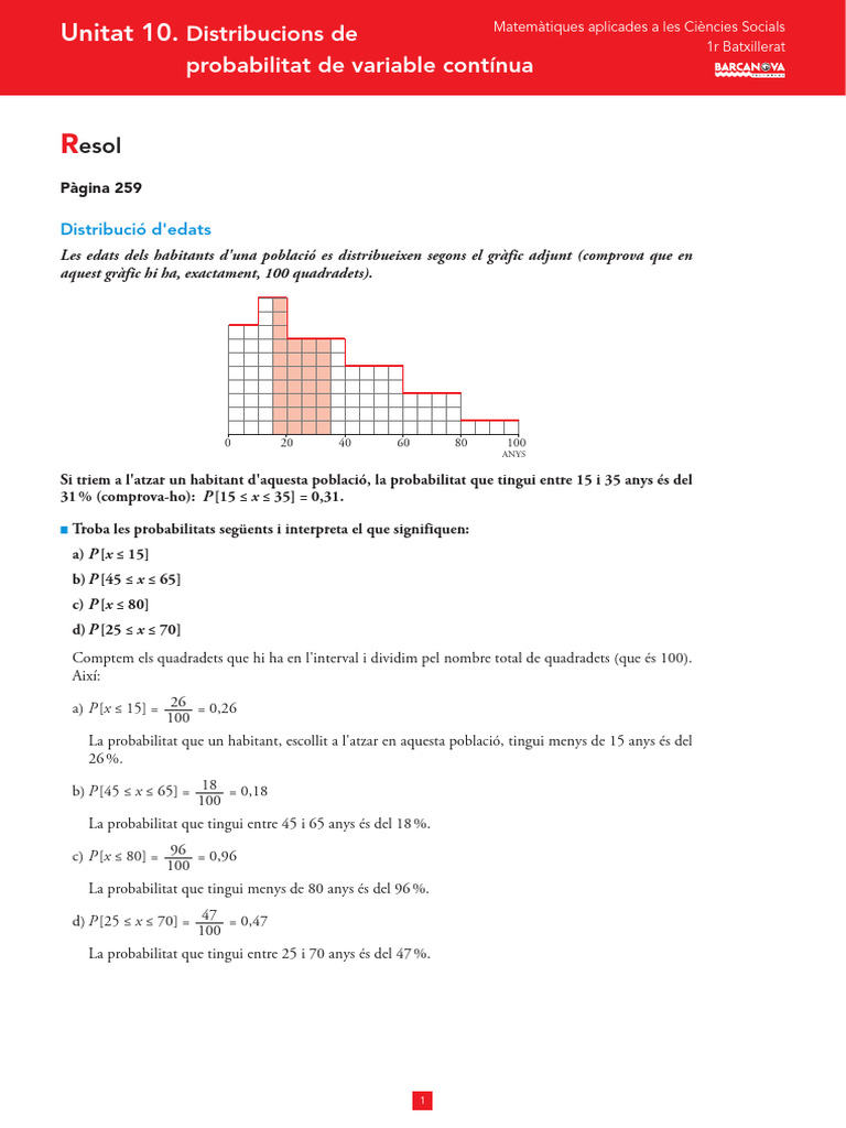 Tema 10. Distribucions de variable contÃ­nua | PDF