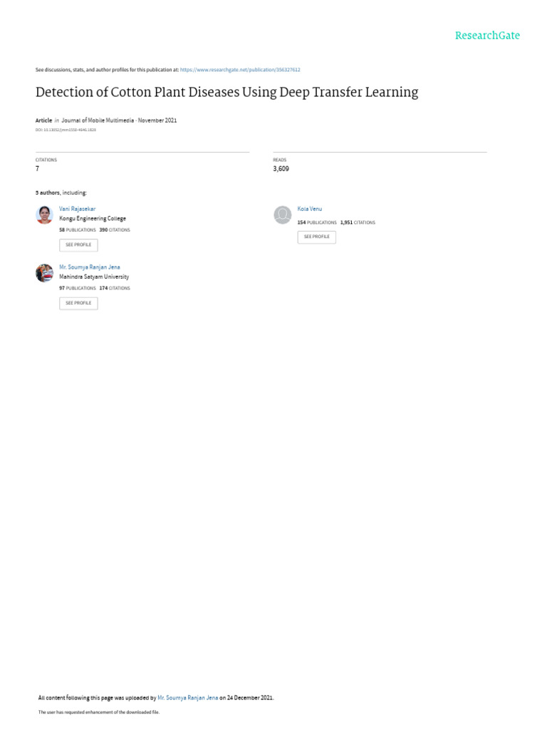 10 Detection of Cotton Plant Diseases Using Deep Transfer Learning ...