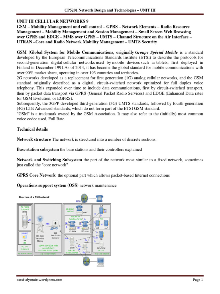 Unit III ND | PDF | General Packet Radio Service | Gsm