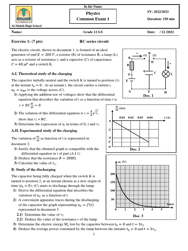 Phy-G12GS-Trial 1-En - 22-23 | PDF | Force | Electrical Network