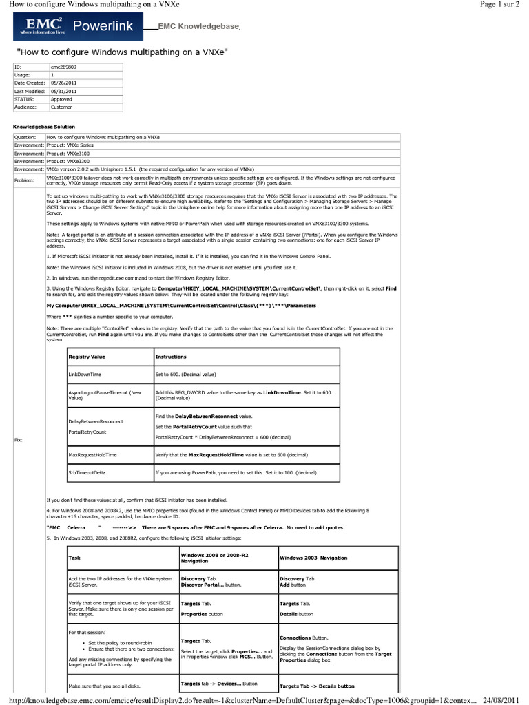 Configure Windows Multipathing VNXe | PDF | Windows Registry ...