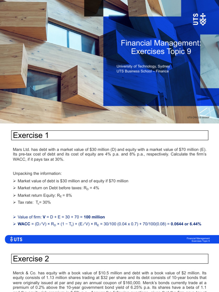 Exercises Topic 9 | PDF | Cost Of Capital | Preferred Stock