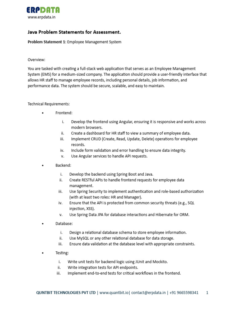 Java Problem Statements for Assessment | PDF | Databases | User (Computing) Java Problem Statements for Assessment | PDF | Databases | User (Computing)