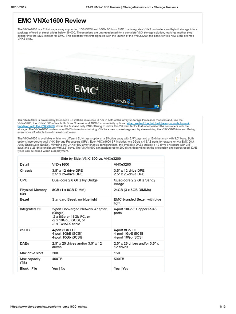 EMC VNXe1600 Review | PDF | Computer Data Storage | Cache (Computing)
