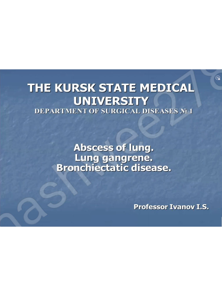 Surgery - Purulent Processes of The Lung | PDF