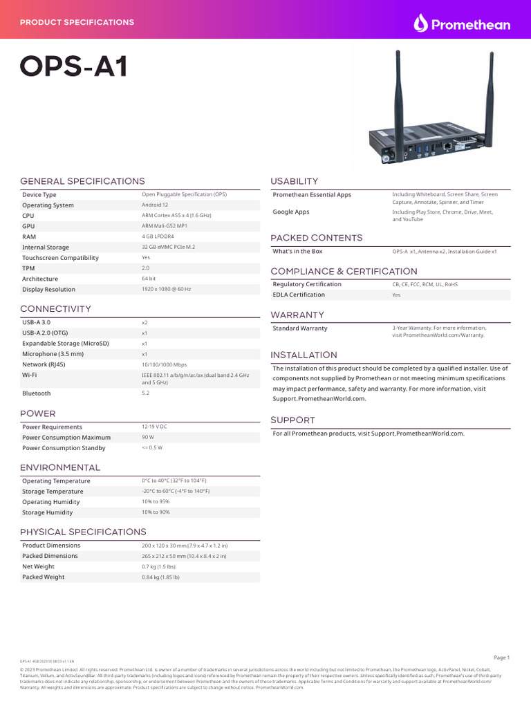 OPS A1 4gb SS 0823v1.1 EN | PDF | Ieee 802.11 | Usb