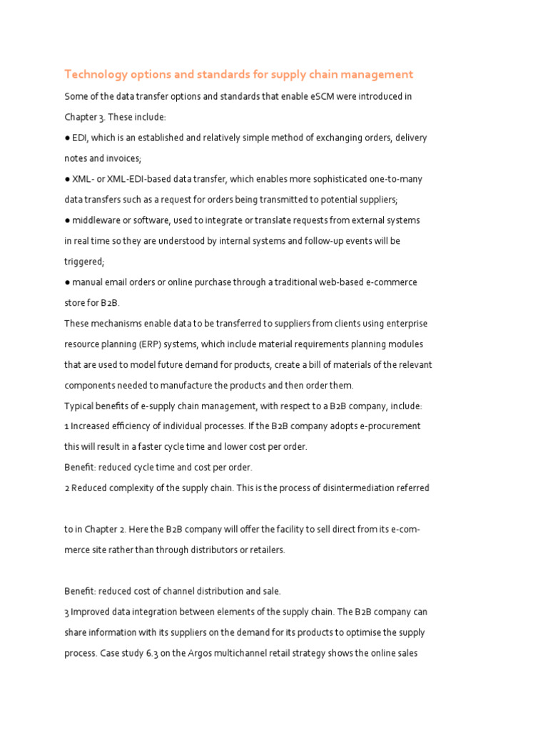 Technology Options and Standards For Supply Chain Management | PDF ...