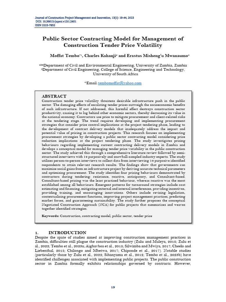 Public Sector Model for Construction Price Control | PDF | Procurement ...