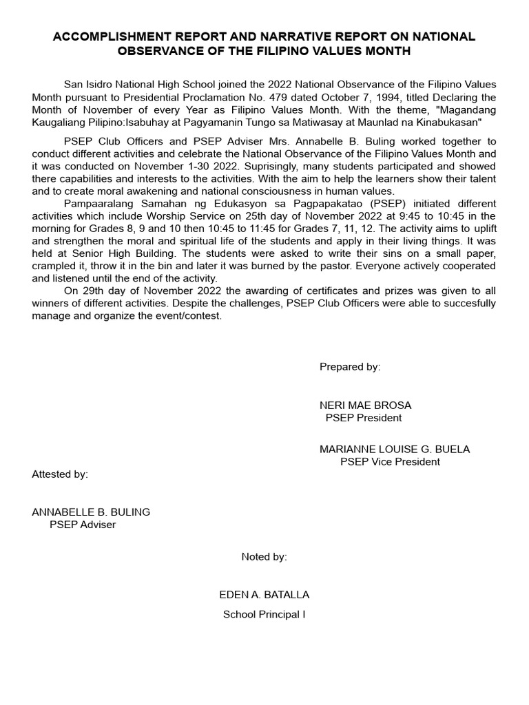 PSEP Accomplishment Report | PDF