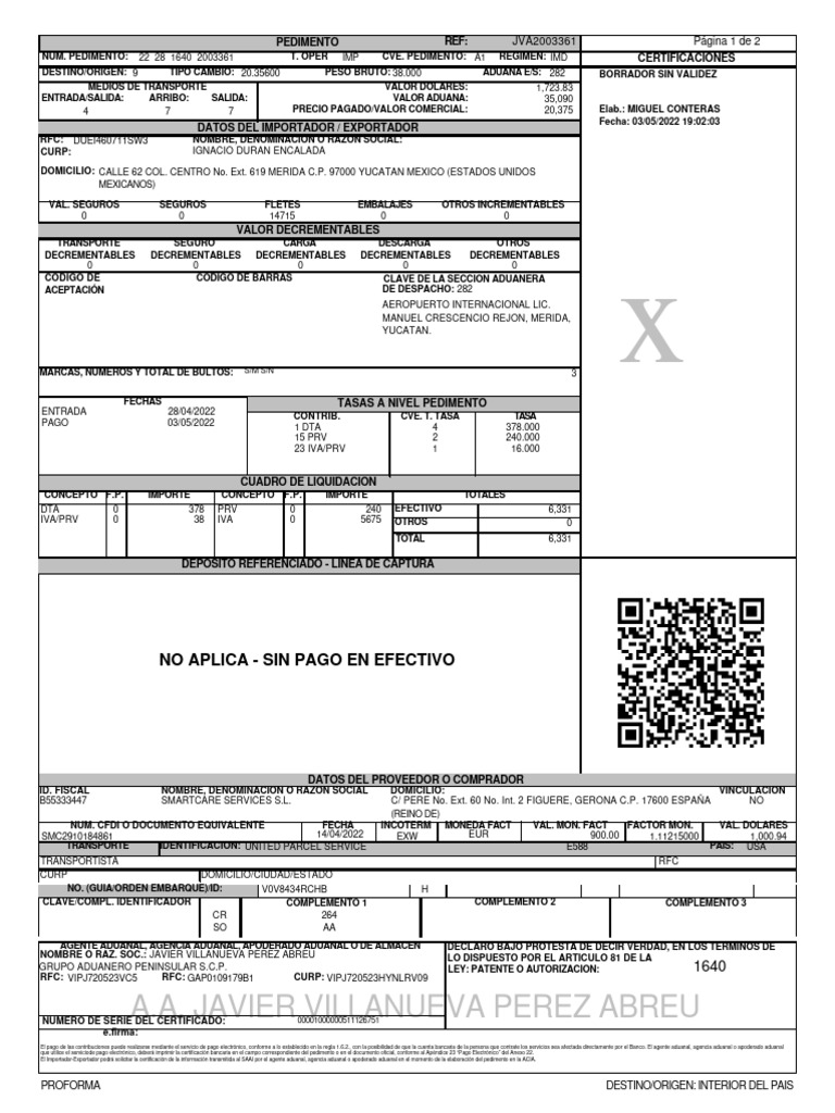 Previo Aduanas Referencia Jva2003361 | PDF | Industrias de servicio ...