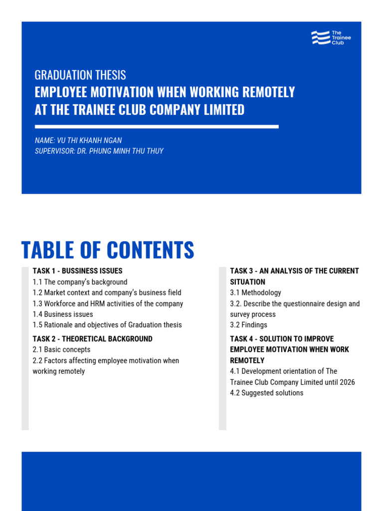 Employee Motivation When Working Remotely at The Trainee Club Company ...