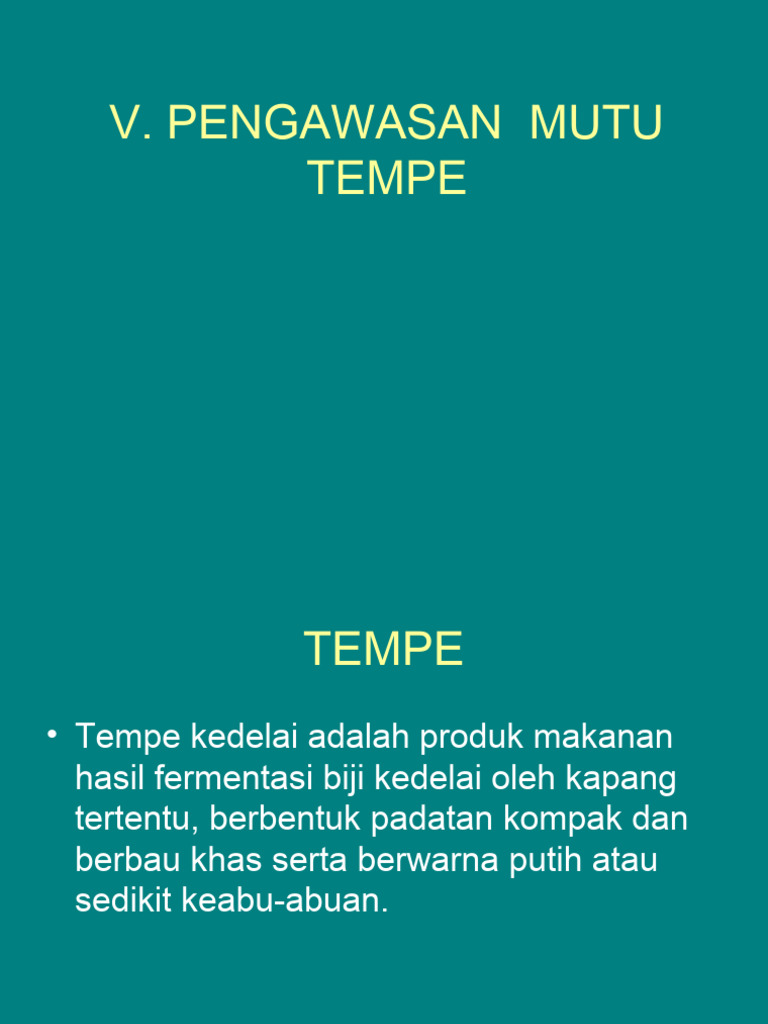 Pengawasan Mutu Tempe | PDF