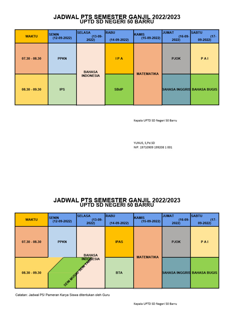Jadwal PTS 123 | PDF