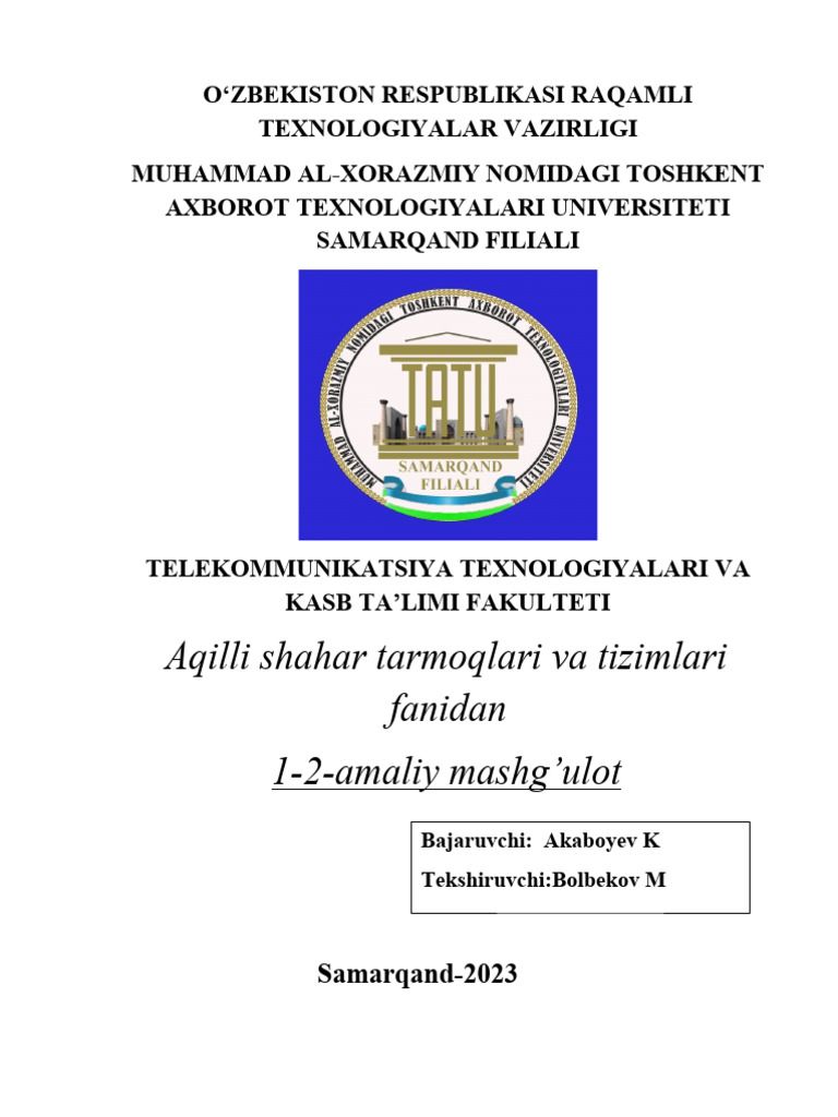 Aqilli Shahar 1.2 | PDF