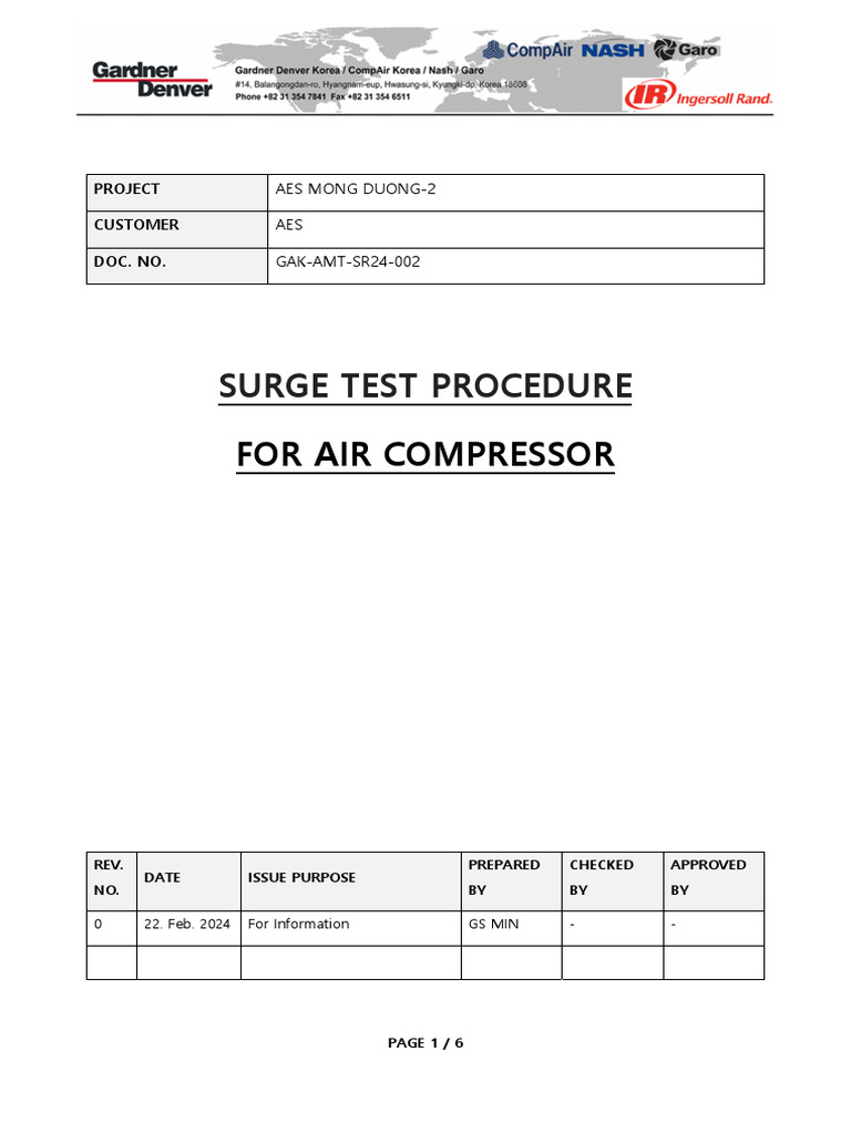 SURGE TEST PROCEDURE - Rev.0 - GDK | PDF | Valve | Mechanical Engineering