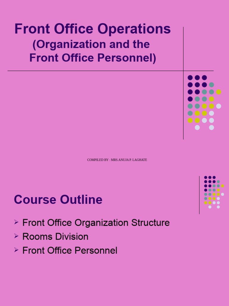 Front Office Operations and Personnels by Mrs Anuja Laghate | PDF ...