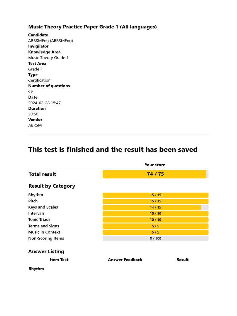Grade 1 Music Theory Exam | PDF | Music Theory | Scale (Music)