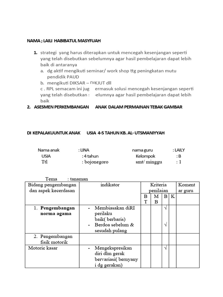 Strategi & Asesmen PAUD | PDF | Karier & Perkembangan