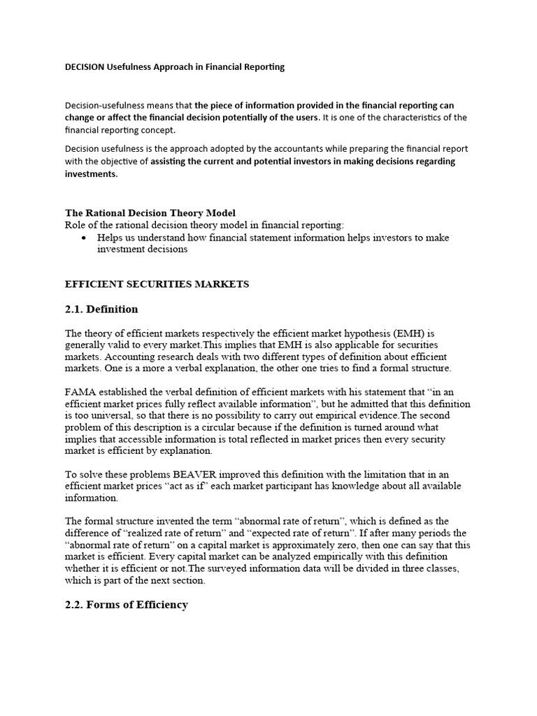 Efficient Market Hypothesis in Finance | PDF | Efficient Market ...