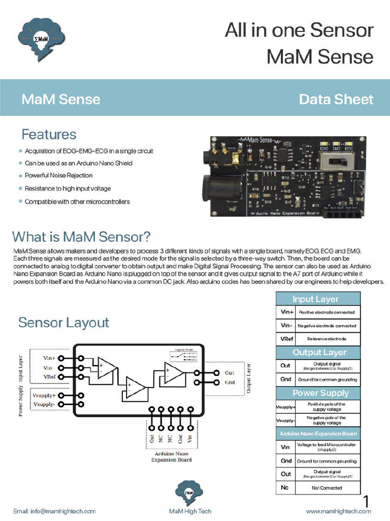Emamsense Emg Ekg Ecg Datasheet | PDF
