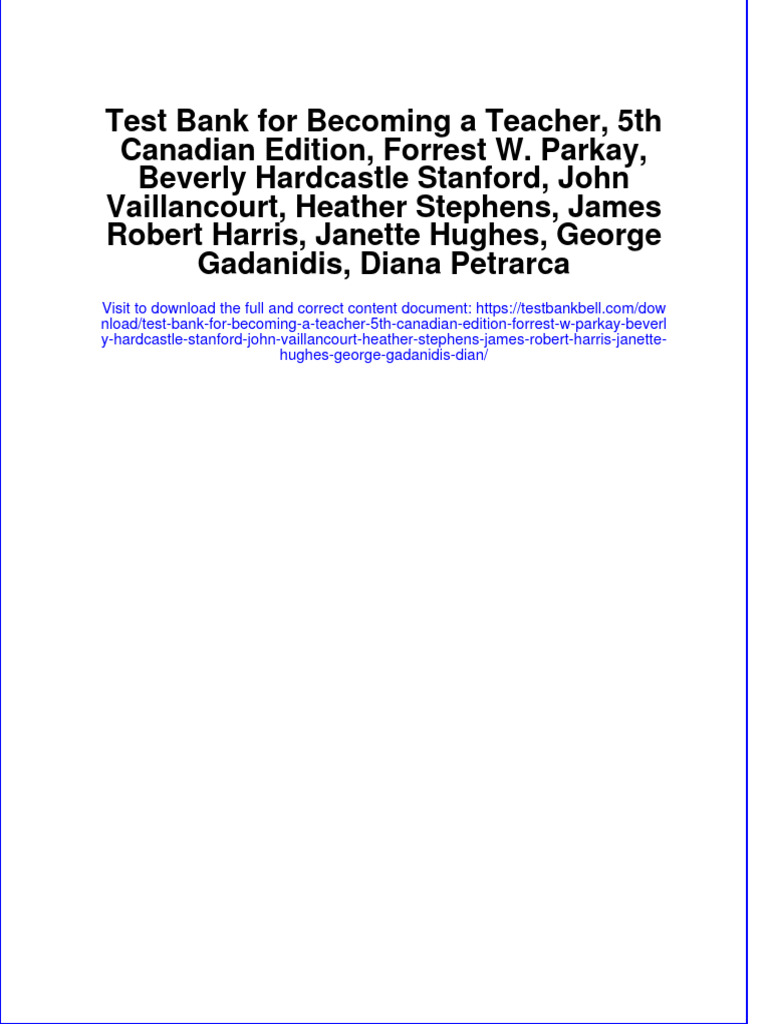 Download pdf Test Bank For Becoming A Teacher 5Th Canadian Edition ...