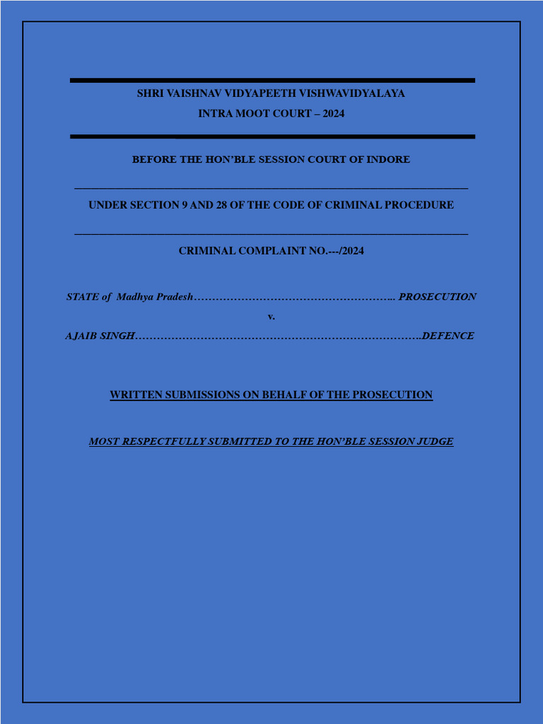 Final Moot Memorial (Mohit) | PDF | Magistrate | Justice