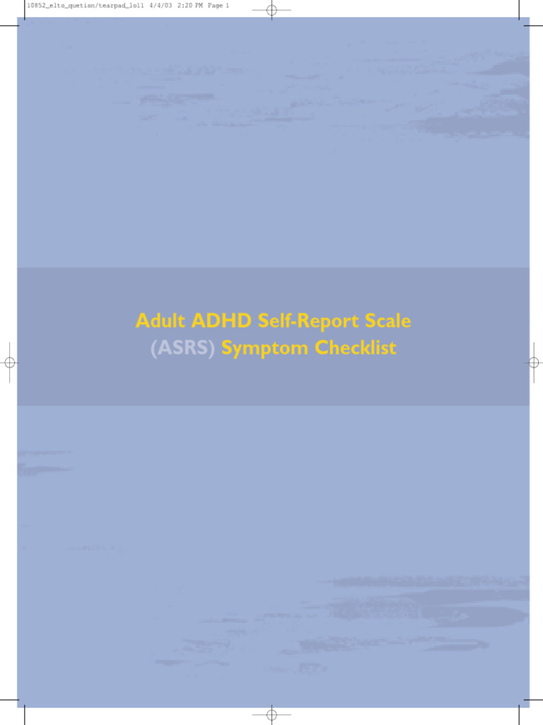 Adhd.asrs .Screen | PDF | Attention Deficit Hyperactivity Disorder ...