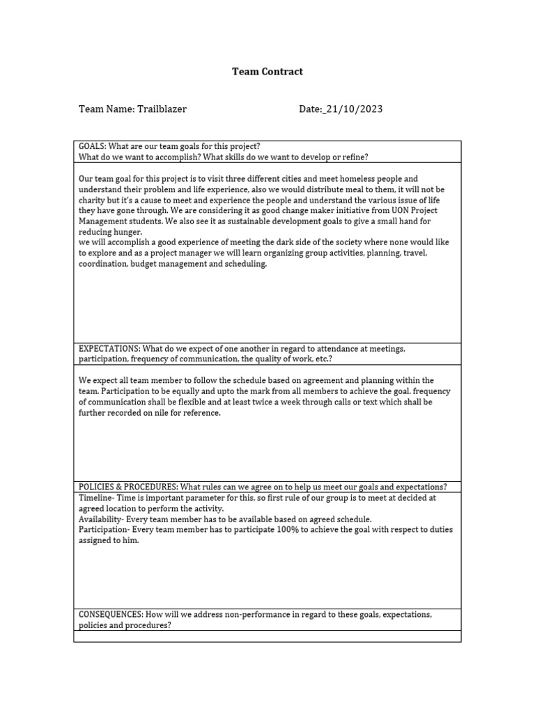 Team Contract | PDF