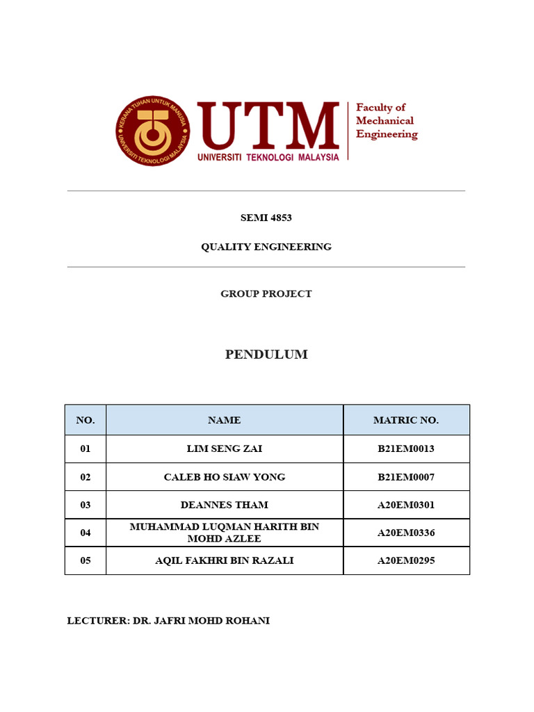 Pendulum Motion Analysis Project Report | PDF | Pendulum | Oscillation