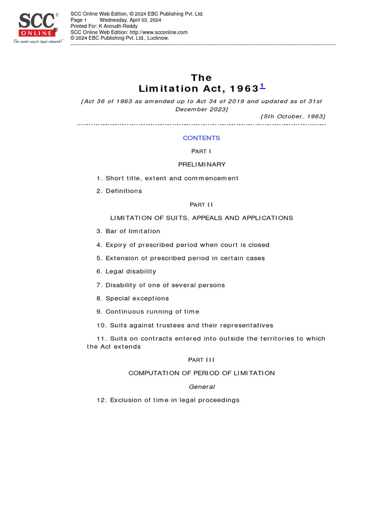 Limitation Act | PDF | Lawsuit | Judgment (Law)