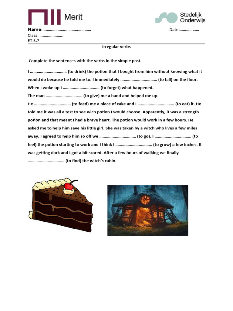 Test2 - Irregular Verbs - Draw-Hang | PDF