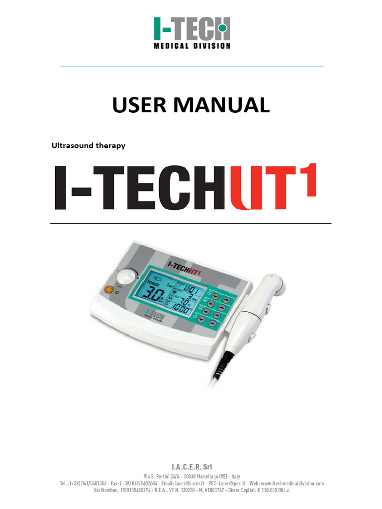 I Tech UT1 Users Manual MNPG116 02 | PDF | Ultrasound | Medical Ultrasound