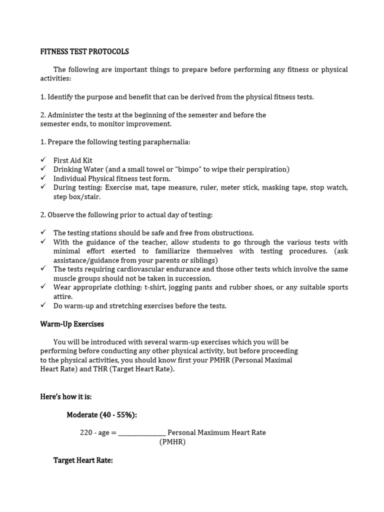 Fitness Protocol | PDF | Physical Fitness | Heart Rate