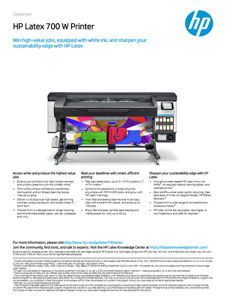 Datasheet Latex 700W B | PDF | Printer (Computing) | Recycling