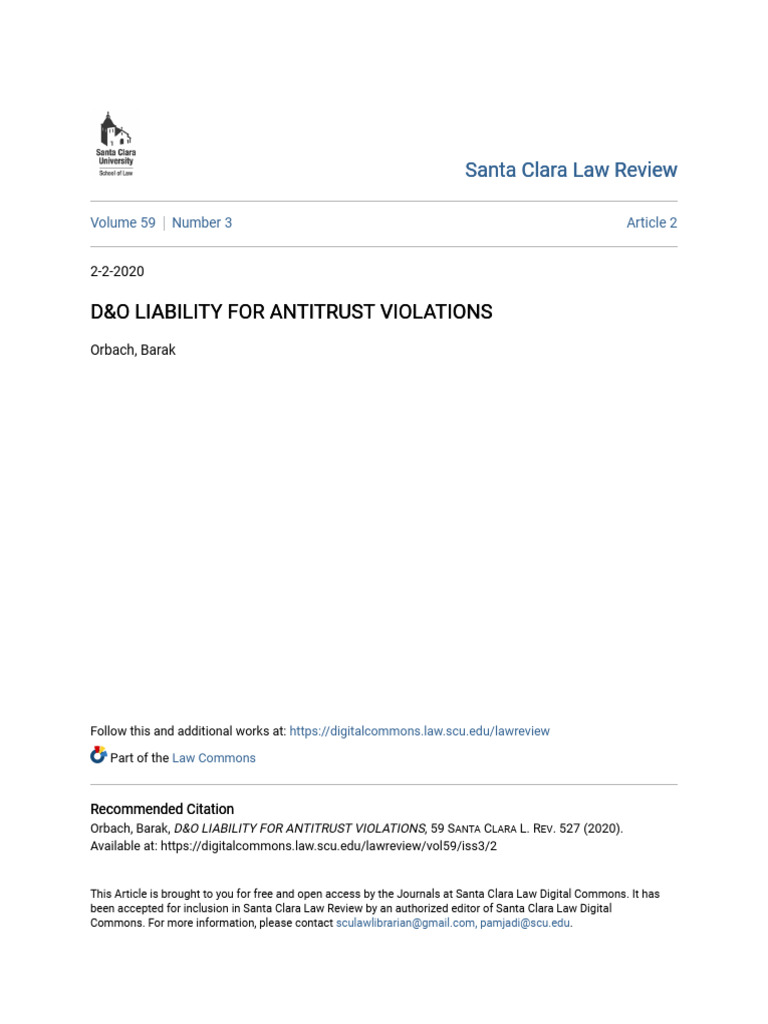 D&o Liability For Antitrust Violations | PDF | Sarbanes–Oxley Act ...