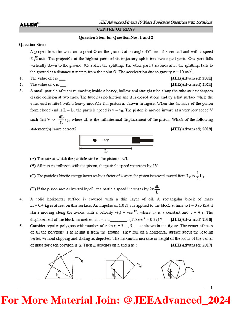 CENTRE-OF-MASS | PDF | Motion (Physics) | Applied And Interdisciplinary Physics