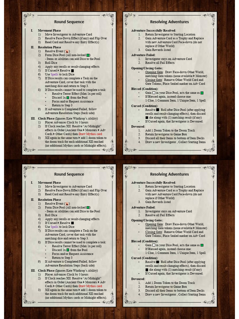 Elder Sign - Reference Cards | PDF | Dice | Board Games