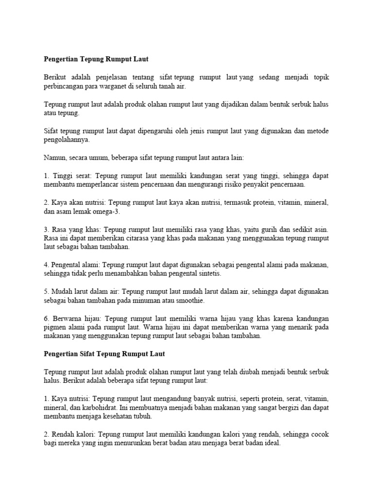 Cara Membuat Tepung Rumput Laut | PDF | Kesehatan Holistik