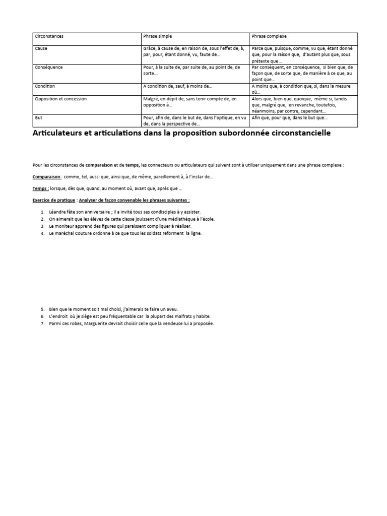 Articulateurs logiques en phrases complexes | PDF | Arts du langage et ...