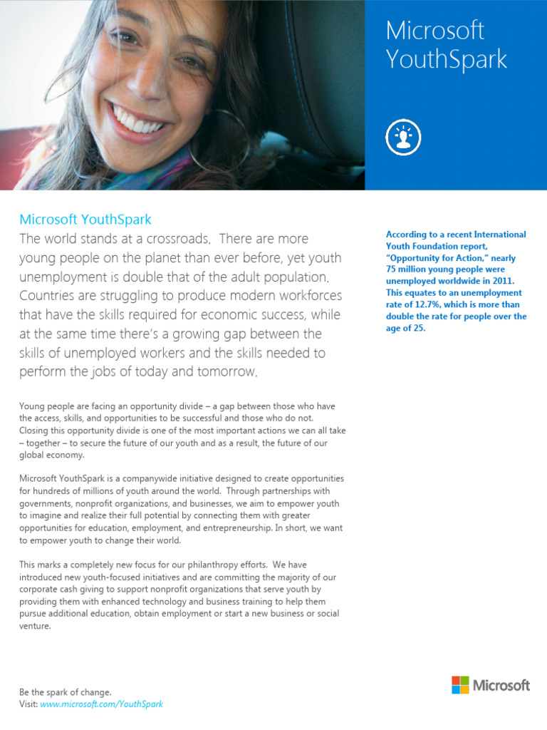 YouthSpark OnePager FINAL 9 12 | PDF | Entrepreneurship | Unemployment