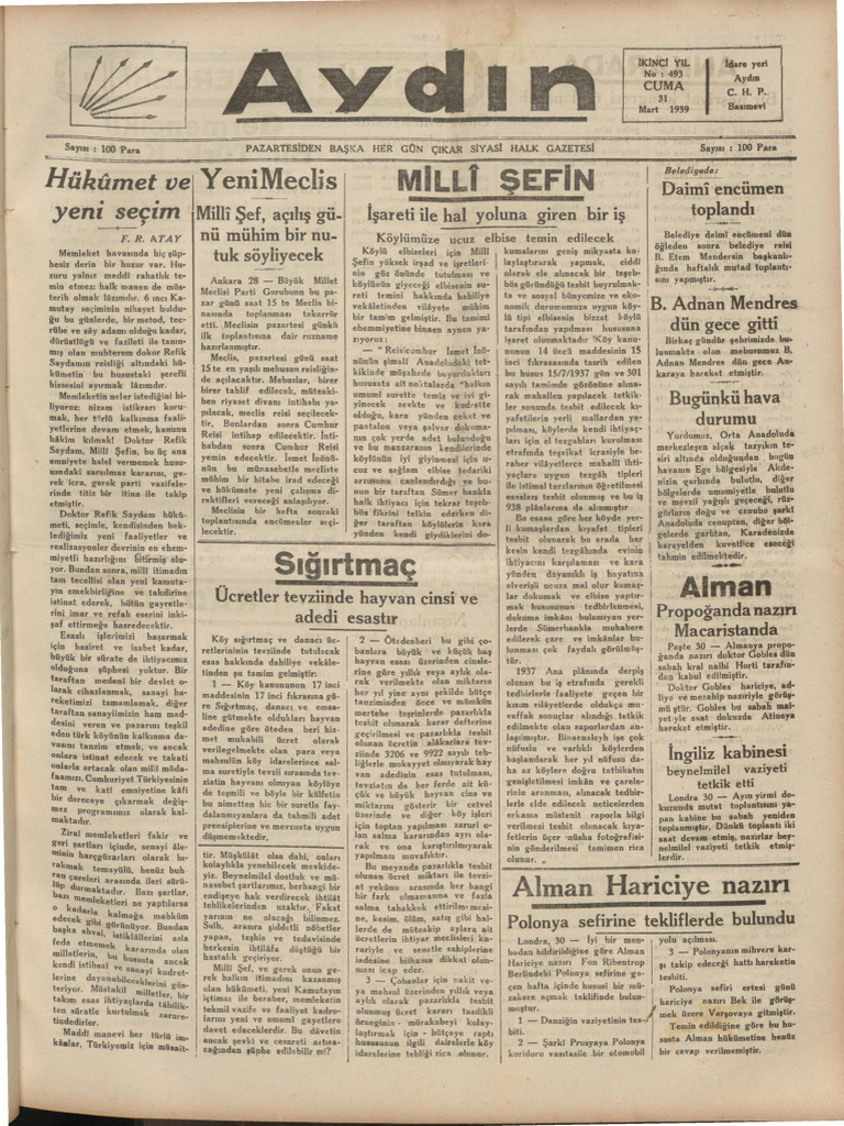 Aydin 1939 Mart 31 | PDF