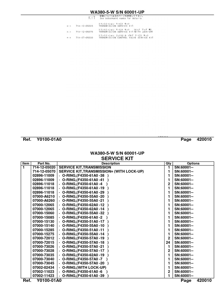 WA380-5-W Transmission Service Kit | PDF