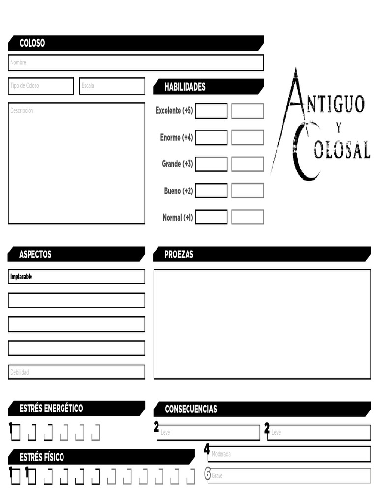 Antiguo y Colosal - Ficha Coloso | PDF