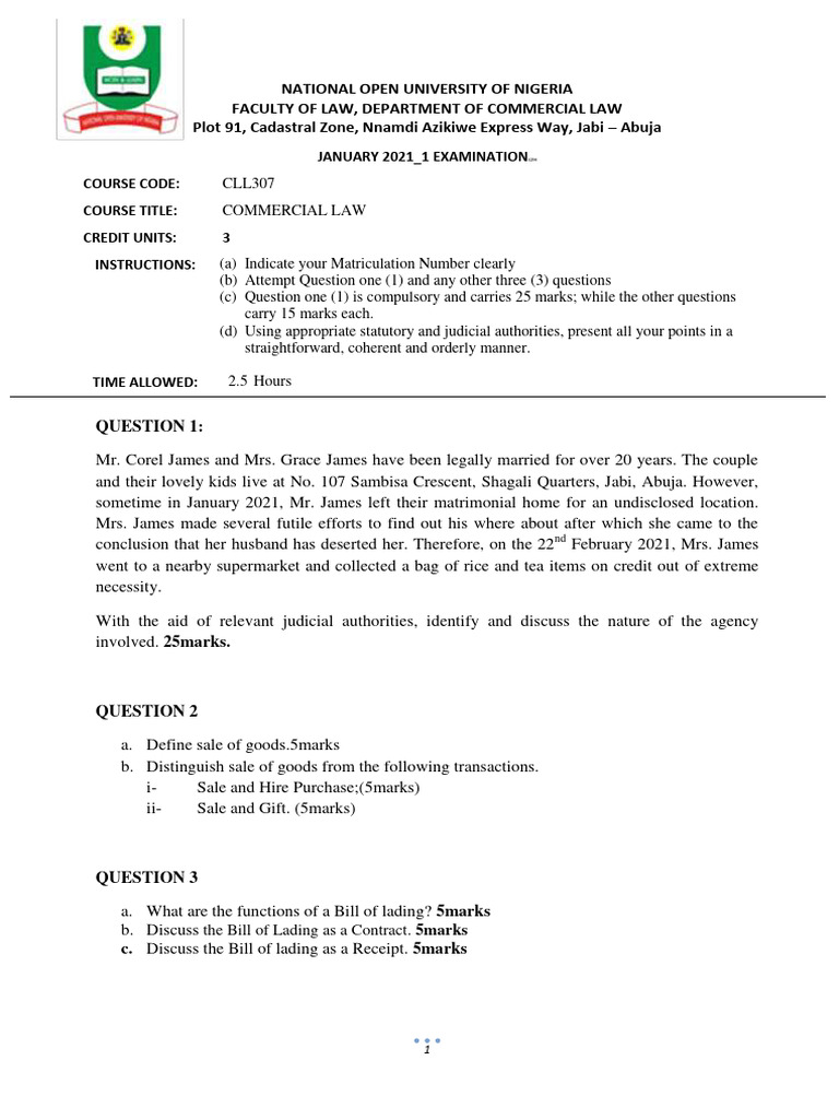 CLL307 2021 | PDF | Civil Law (Legal System) | Business Law