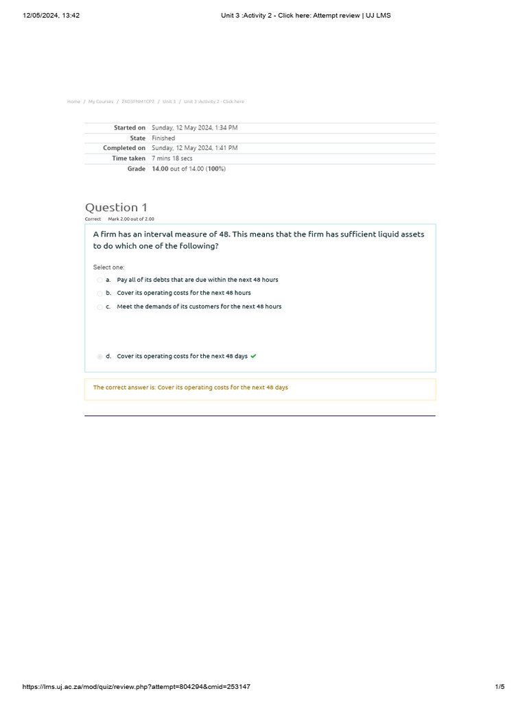 Unit 3 - Activity 2 - Click Here - Attempt Review - UJ LMS | PDF | Debt ...