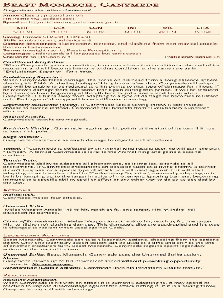 Beast Monarch, Ganymede | PDF