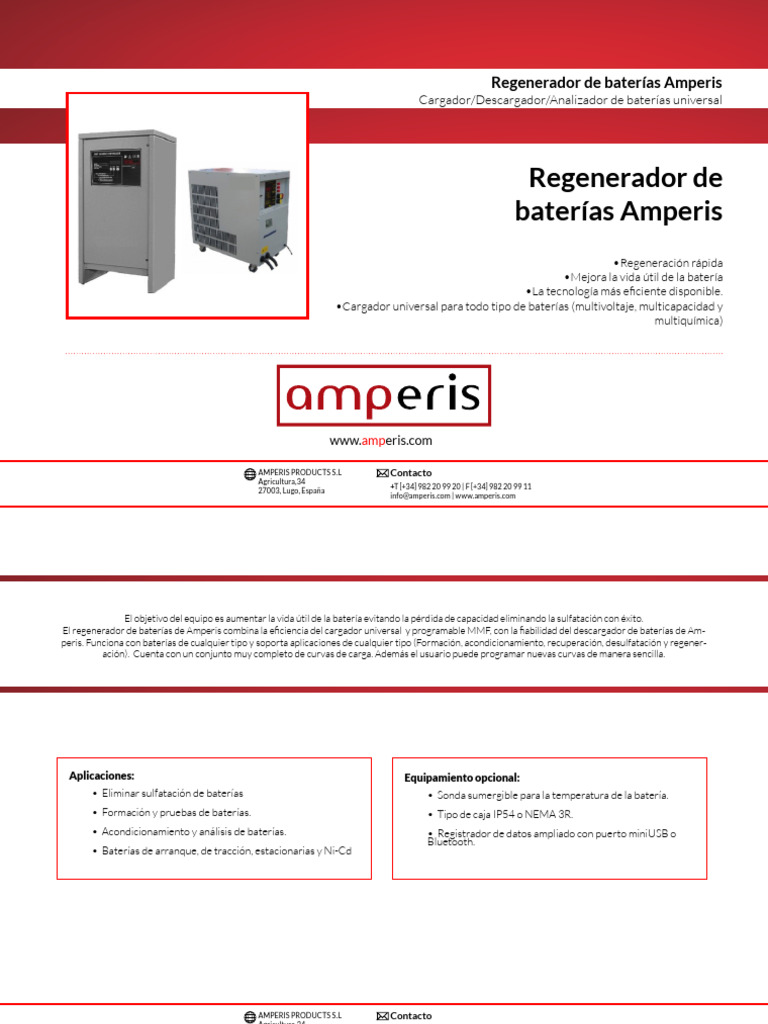 Regenerador de Baterías Amperis | PDF | Cargador de batería | Electricidad